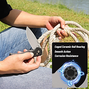 XTOUC Folding Knife EDC Pocket Knife: Button Lock 14C28N Blade Lightweight G10 Handle Camping Knives-Outdoor Hiking for Men