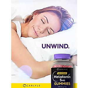 Carlyle Melatonin 5mg Gummies | 100 Count | 1 Gummy Per Serving | Natural Berry Flavor | 100% Drug Free | Non-GMO, Gluten Free Supplement