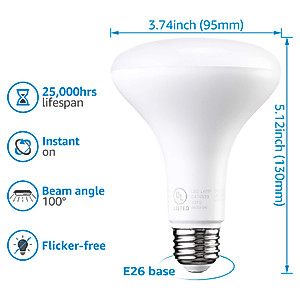 TORCHSTAR 10 Pack BR30 LED Flood Light Bulbs Dimmable, 5000K Daylight, 65W Equivalent, Recessed Downlight Bulb for Can Ceiling Light, E26 Base, UL & Energy Star Listed