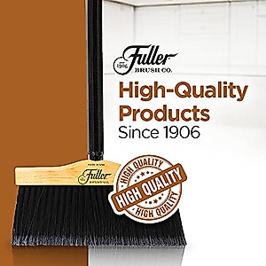 Fuller Brush Wooden House Broom - Heavy-Duty Wide Wood Sweeper Head with Long Bristles for Sweeping Indoor-Outdoor and 2-Pc Black Steel Handle - Available in 2 Sizes Perfect for Household & Yard Use