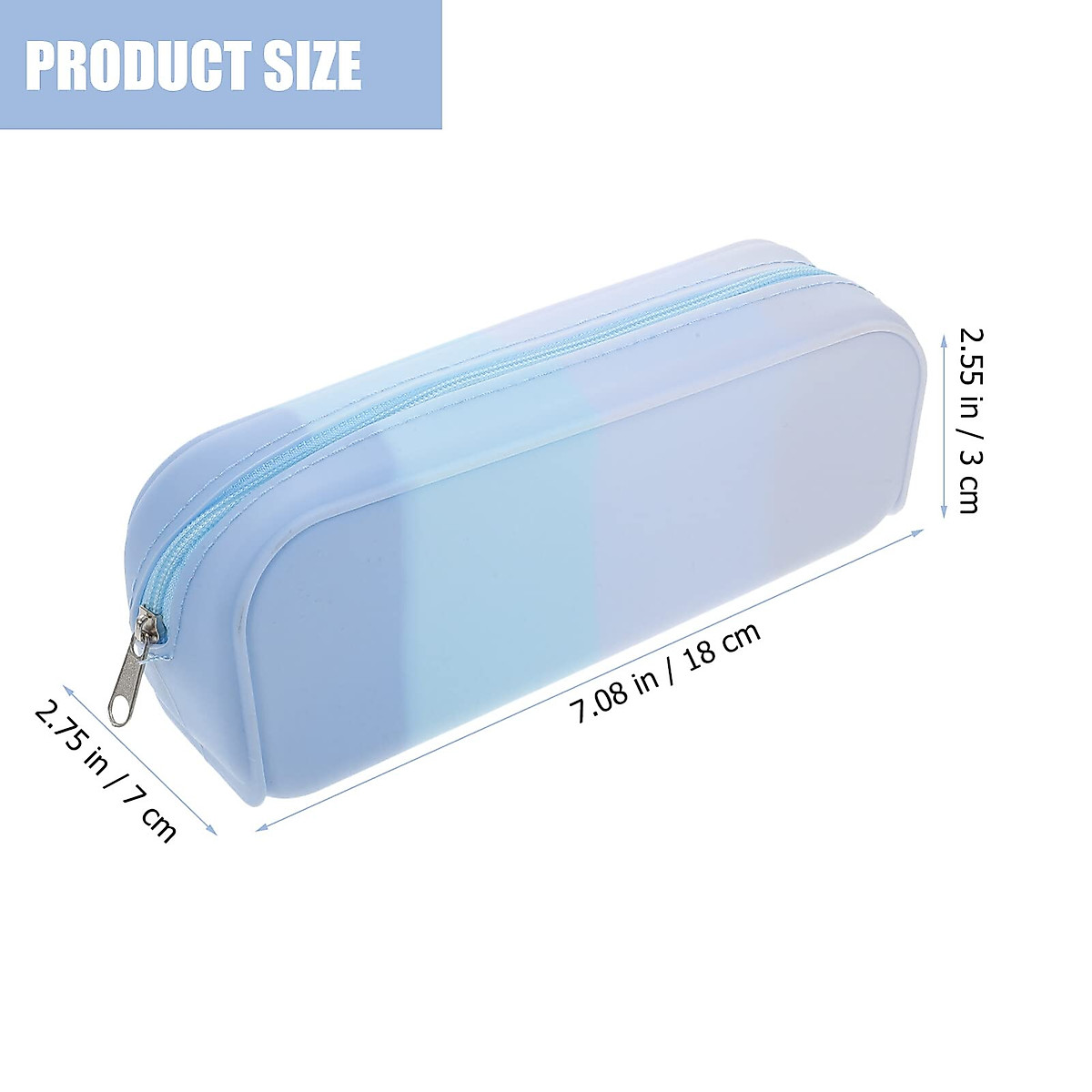 Silicone Pencil Case Pouch Bag Candy Color Pencil Case Cute Pen Case Silicone Pencil Case Small Cute Aesthetic Zipper Pencil Pouch for Travel Cosmetics Makeup Sky-blue