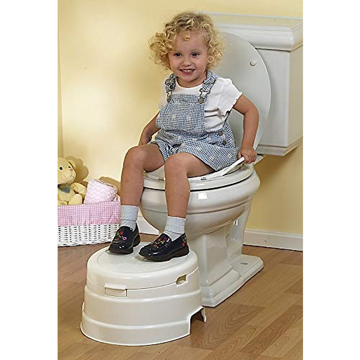 Primo 4-in-1 Complete Toilet Trainer & Step Stool, with Blue Seat, White