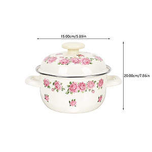 Zerodeko Pots Pioneer Woman Cookware Flower Enamel Stock Pot with Lid Cooking Pot Non Stick Soup Pot Casserole Pot Pasta Pot Sauce Pot with Handle for Kitchen 16cm Pioneer Woman Cookware