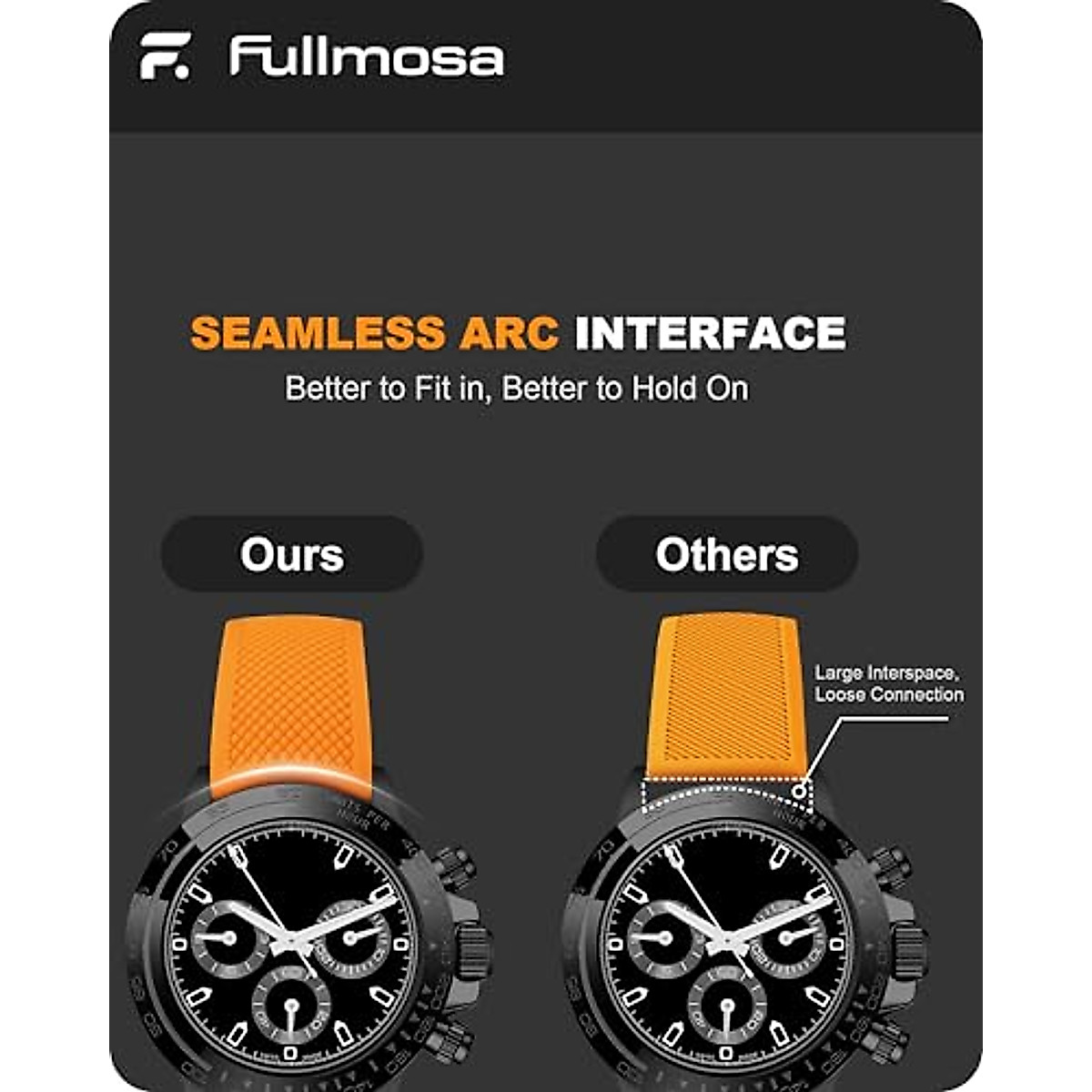Fullmosa 22mm Silicone Watch Bands No Gaps Compatible for Samsung Galaxy Watch 46mm/Gear S3 Classic/Frontier, Galaxy Watch 3 45mm,(Orange+Black)