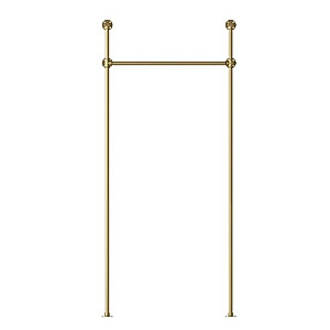 MBQQ Industrial Pipe Clothing Rack,Vintage Commercial Grade Pipe Clothes Racks,Display Rack On Wall for Hanging Clothes Retail Display,Heavy Duty Steampunk Iron Garment Racks,Gold