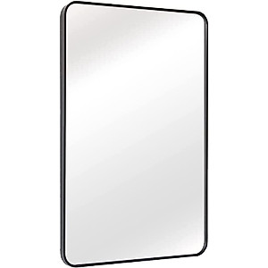 MEETDH Bathroom Mirror 30x40, Black Metal Mirror for Wall 30 x 40 inch, Rectangle Wall Mounted Mirror, Large Vanity Mirror, Wall Mirror for Bedroom, Living Room