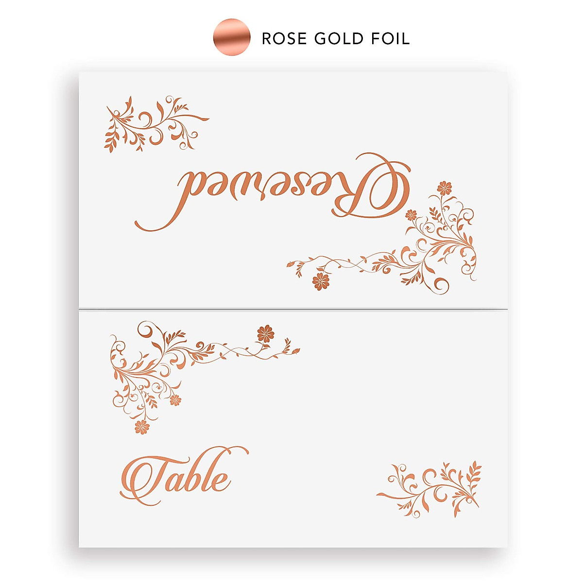 Reserved Table Signs Cards Rose Gold Foil, 20-Pack Table Tent, VIP Place Card, Reserved Rose 5