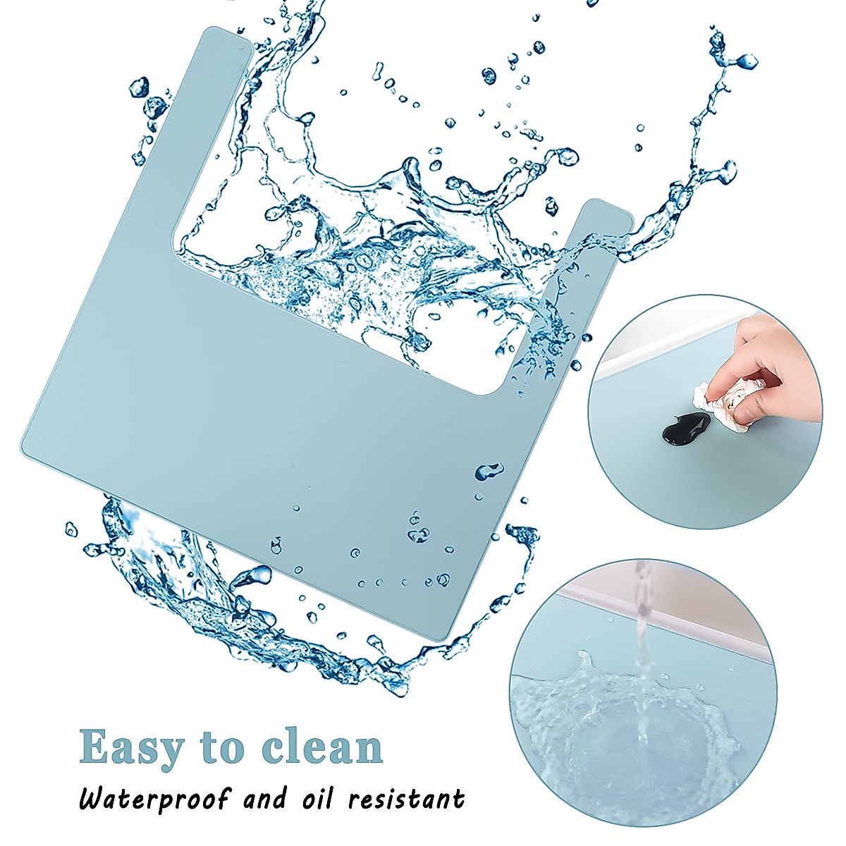 High Chair Placemat, Long Lasting High Chair Placemat Silicone, 2-Piece Set, Can Be Used Interchangeably, Suitable for IKEA Antilop Highchai, for Toddlers and Babies (Blue/Khaki)