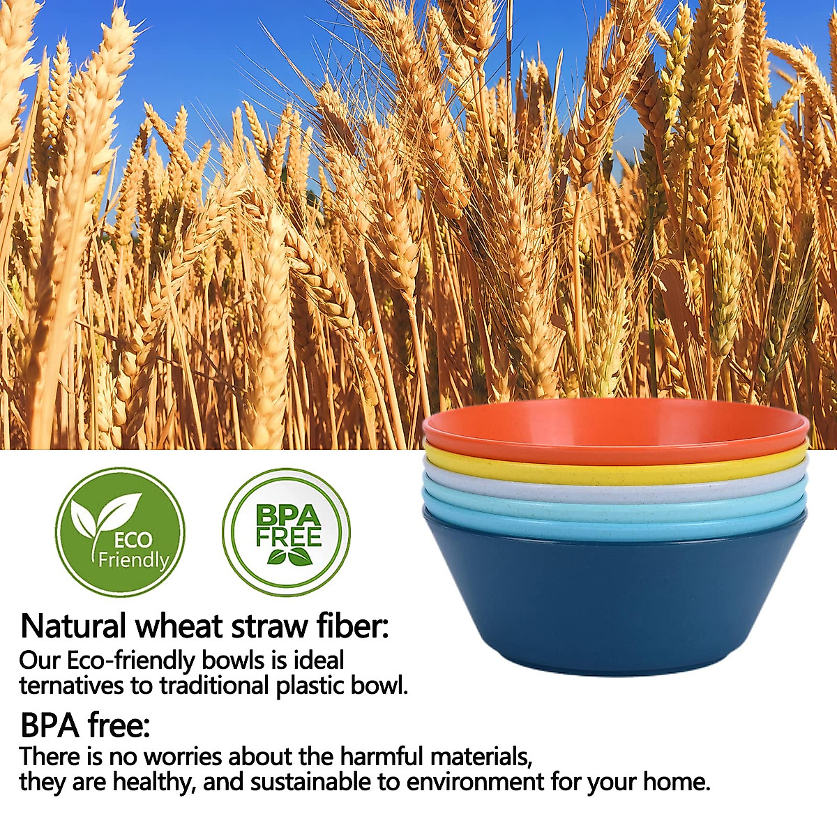 Unbreakable Large Cereal Bowls Set of 6, 32 Ounce BPA-Free Microwave and Dishwasher Safe Salad Bowls, Stackable Color Kitchen Bowls for Serving, Soup, Oatmeal, Pasta, Noodles - 6 Colors