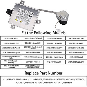 W3T19371 Xenon HID Headlight Ballast W/ Igniter - Compatible with Acura TL, TL-S, TSX, ZDX, RDX, MDX, CSX, Honda CR-Z, Odyssey, Mazda CX-5, CX-9, 3, Mitsubishi Outlander - Replaces W3T15671 W3T16271