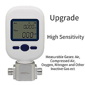 cjc Digital Gas Flow Meter Tester, Portable Gas Mass Air Nitrogen Oxygen Flow Rate Meter (MF5706 (0-20L/min))