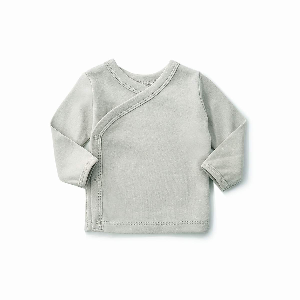 SYCLZ Unisex-Baby 100% Cotton Long Sleeve Side-Snap Shirts Soild Color Kimono Tees 0-12M (3-6M, Blue/Green/Gray)