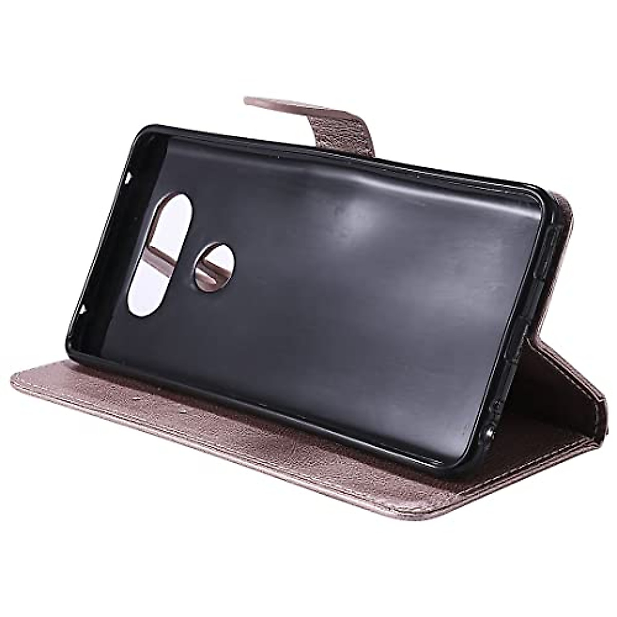 SATURCASE Case for LG V20, Classical PU Leather Flip Magnet Wallet Stand Card Slots Protective Cover with Hand Strap for LG V20 (XD-Rose Gold)