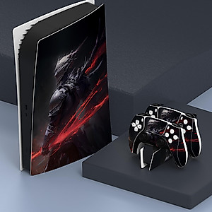 PlayVital Abyss Knight Full Set Skin Decal for ps5 Console Digital Edition, Sticker Vinyl Decal Cover for ps5 Controller & Charging Station & Headset & Media Remote