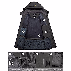 GEMYSE Women's Ski Snow Jacket Warm Winter Waterproof Coat Snowboard Rain Jacket Hooded Windproof Windbreaker（Graphite Grey,Medium）