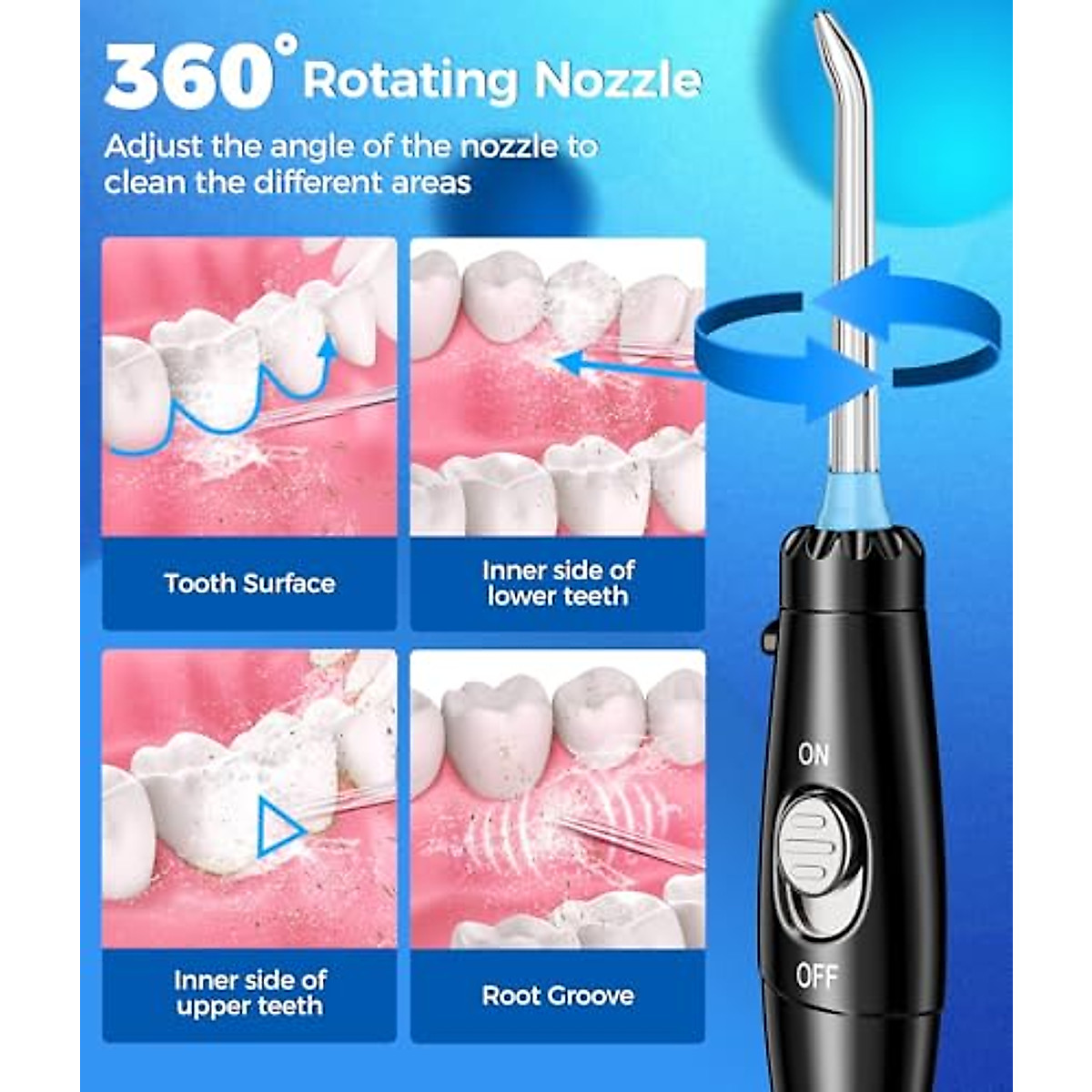 Electric Toothbrush with Water Flosser,600ML Oral Irrigator Water Flosser with 7 Jet Tips,10 Adjustable Water Pressure,Sonic Electric Toothbrush with 2 Brush Heads,5 Modes(Black)