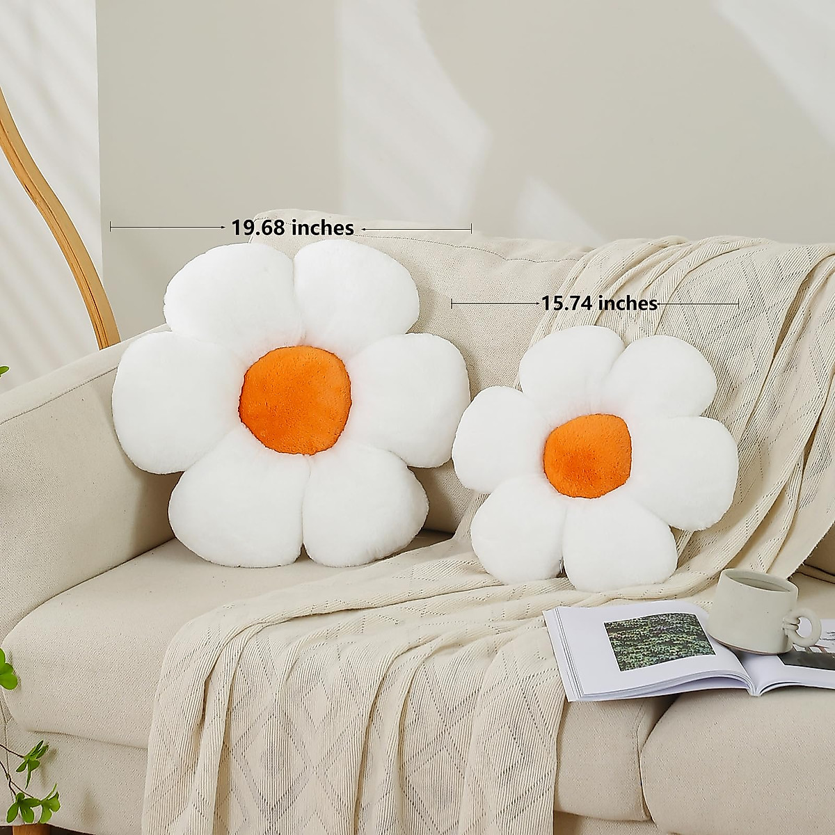 CANGHI Flower Pillows Flower Shaped Throw Pillow Cute Daisy Flower Pillows Flower Seating Cushions for Adults Kids Home Bedroom Sofa Chair Couch Decor (Pink, 15.74 inch)