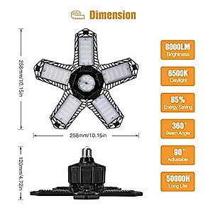Bikuer Donzake 100W LED Garage Lights,2 Pack 8000Lumens CRI 80 6000K Adjustable Trilights Garage Ceiling Light , LED Shop Light for Garage , Workshop