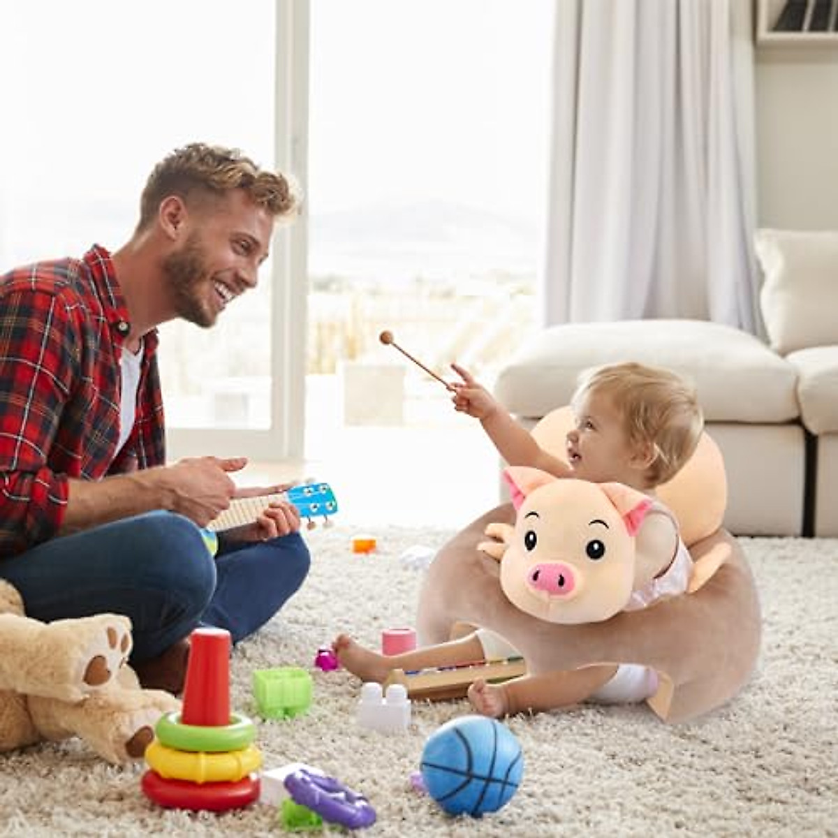 RoamReady Toddler Infant Baby Chairs for Sitting Up 3-6-12 Months, Infant Support Floor Seats for Babies Comfy Plush Stable Newborn Learn to Sit Up Chair Gift(Piggy)