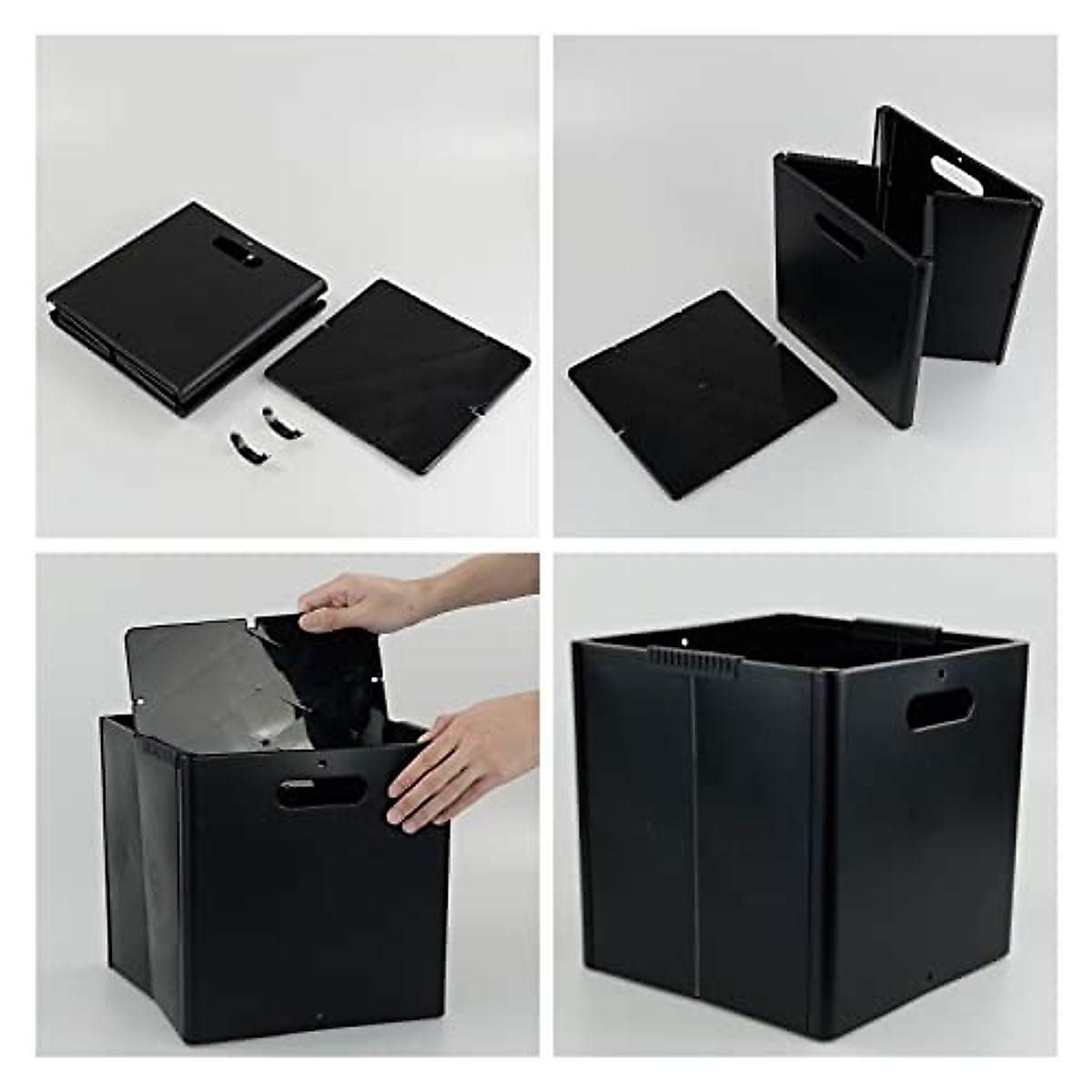 Morcte 4-Pack Collapsible Plastic Storage Cubes Organizer, Black Cube Storage Bins