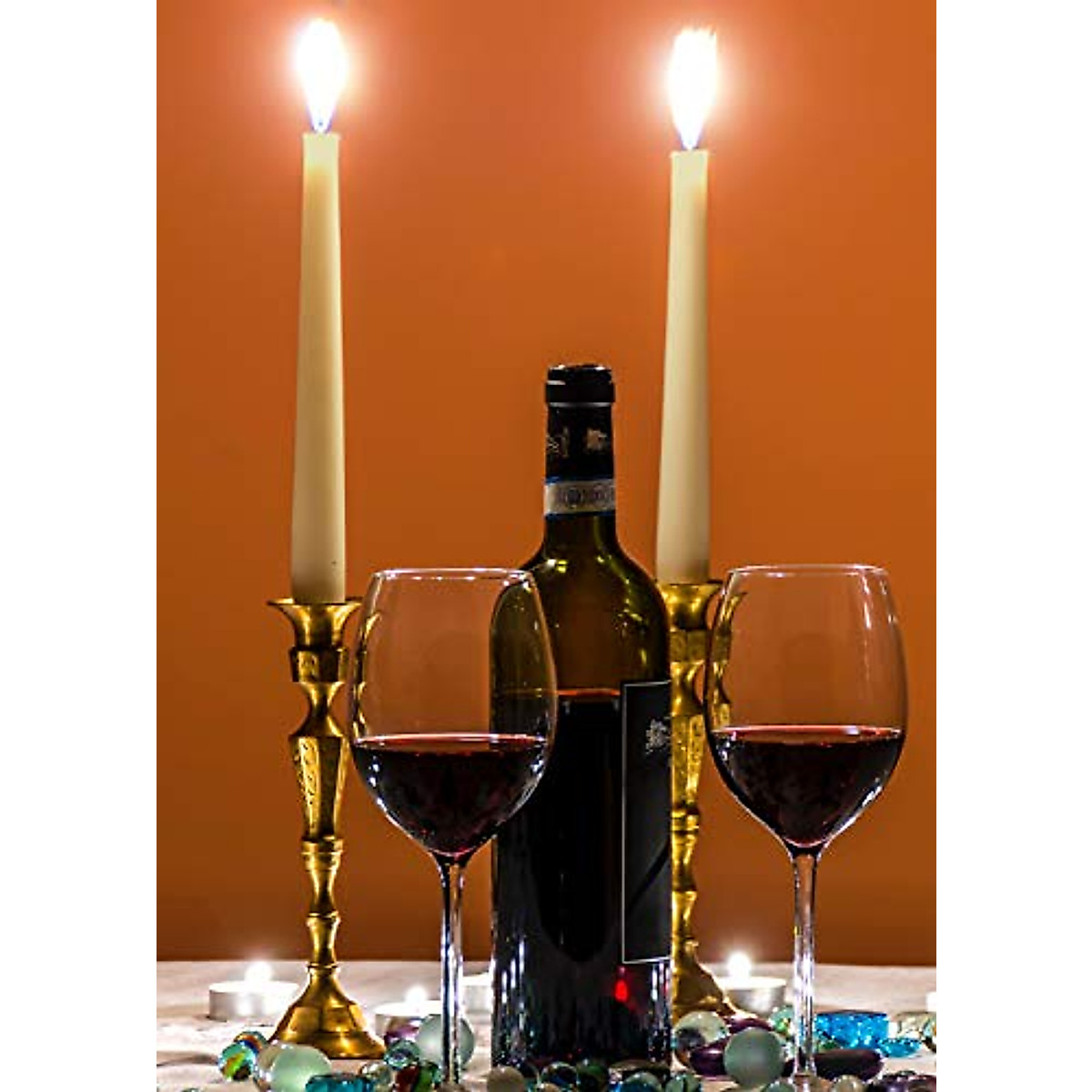 Hyoola Tall Taper Candles - Tapered Candles - Ivory Dripless Candle Sticks - 8 Inch (20cm) - 7 Hour Burn Time (30-Pack)