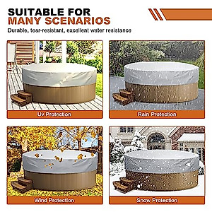 skyfiree Round Hot Tub Cover Swimming Pool Dust Cover Waterproof Outdoor Spa Covers for Bathtub/Salu/Bubble Message Spa,79&quot; Dx12 H,Gray