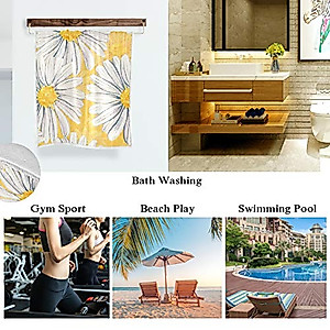 susiyo Watercolor Floral Daisy Flowers Hand Towels Luxury Print Bathroom Towel Highly Absorbent Extra Soft Fingertip Towels Multipurpose Towels for Yoga Gym Spa Hotel Bathroom (30 x 15 inch)