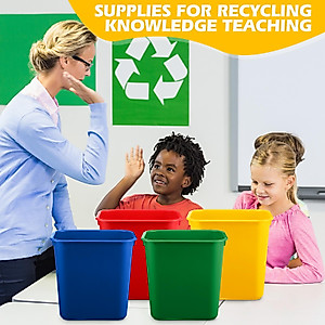 Roshtia 16 Pcs Recycle Bins for Sorting and Waste 16QT Firm Plastic Commercial Office Wastebasket Bin, Stackable Trash Can Fit Under Desk Sink Small Narrow Space for Home Dorm Kitchen Easy to Pull out