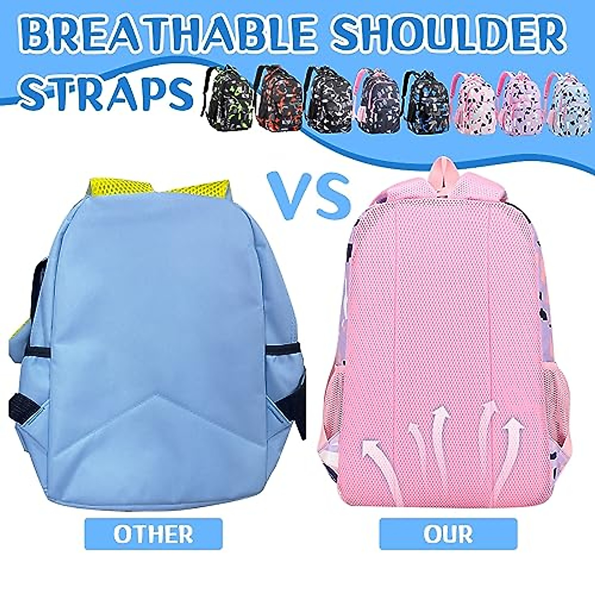 PerKoop 8 Pieces School Backpacks Bulk, 18 Inches Backpack for Back to School Supplies Donation, Backpacks for Elementary, Middle and High School Students