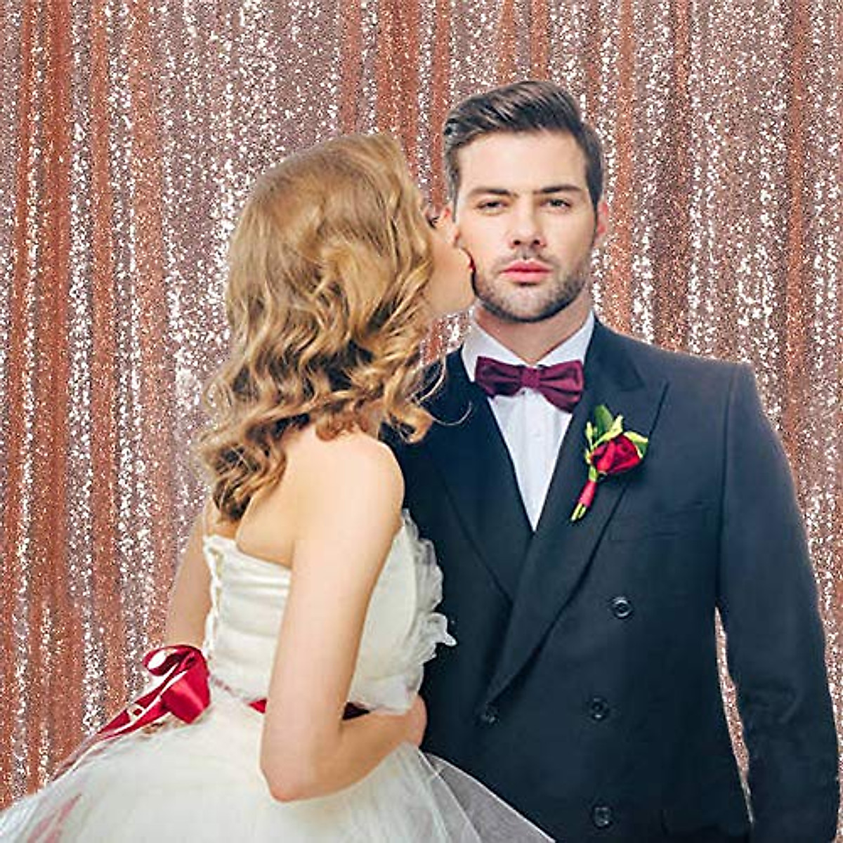 SFN SKY10FTx10FT Rose Gold Sequin Backdrop Background Shiny Photography Curtains Baby Shower Curtain for Wedding Party