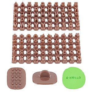 CRASPIRE Letter Stamps for Clay, Cookie Stamps Letters Brown Polymer Alphabet Clay Cutters Set Clay Texture Roller for Clay Cookie