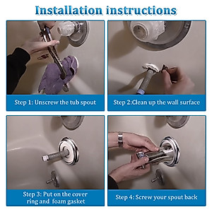 Enhon Metal Tub Spout Cover Ring, Bathroom Faucet Remodeling Wall Plate with Foam Gasket, 1-1/2 Inch ID and 3-5/8 Inch OD(Chrome)