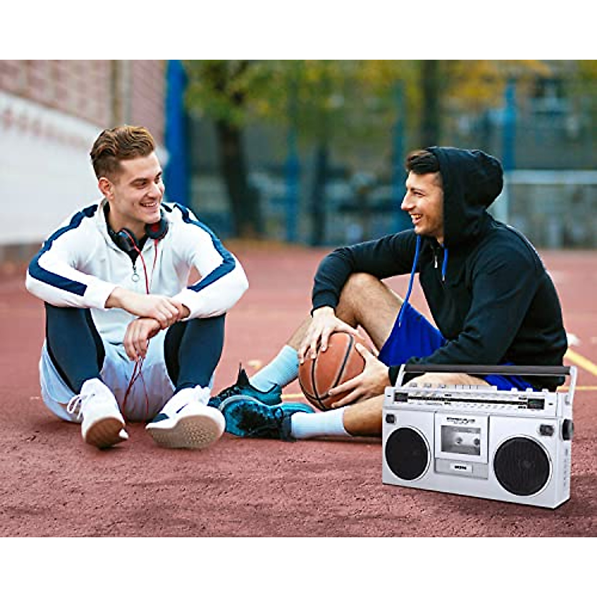 ION Audio Boombox Deluxe Stereo with Bluetooth AM/FM Radio Cassette Dual Speakers Full-Range Bass & Mic (Renewed)