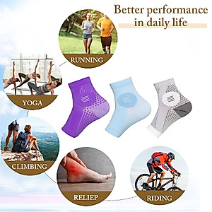 Yanmide 2Pairs Neuropathy Socks for Men and Women - Soothe Relief Socks for Neuropathy Pain Women - Plantar Fasciitis Socks - Anti Fatigue Compression Foot Sleeve Support Brace Sock (L, Gray)