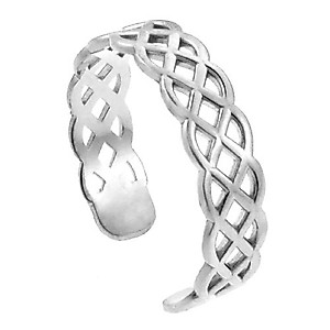 10k White Gold Trinity Knot Adjustable Celtic Toe Ring