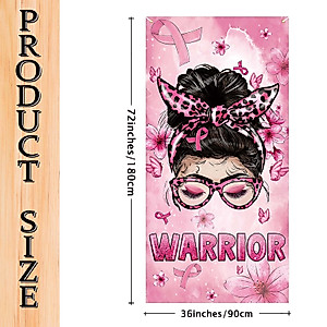 Breast Cancer Awareness Door Cover Breast Cancer Awareness Porch Sign Banner Pink Ribbon Breast Cancer Awareness Decorations and Supplies for Home