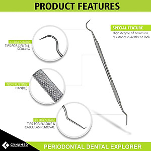 CynaMed Dental Tools Oral Care Kit (5-Pack) – Stainless Steel Dental Pick, Tartar Scraper, Scaler, Tweezers, and Mouth Mirror for Personal & Pet Use