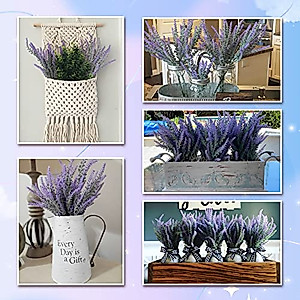 Zobawlks 8 Bundles Artificial Lavender Flowers Artificial Flowers and Plants UV Resistant Plastic Outdoor Indoor Purple Fake for Home Decor Spring Garden Farmhouse Porch Pot Window Box Wedding Home