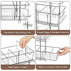 2Set 3 Tier Clear Bathroom Organizer with Dividers, Pull-Out Pantry Organization and Storage, Multi-Purpose Under Sink Organizers and Storage, Vanity Skincare Cosmetic Closet Organizer Medicine Bins