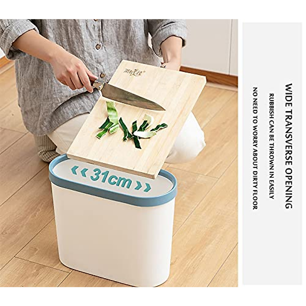 HPDEAR Plastic Wastebasket, Rectangular Slim Trash Can, Narrow Trash Bin, Garbage Can for Bedroom Bathroom Kitchen (Black)