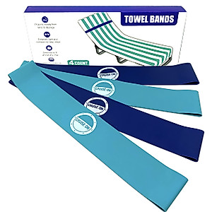 Towel Bands (4 Pack) - The Better Towel Chair Clips Option for Beach, Pool & Cruise Chairs