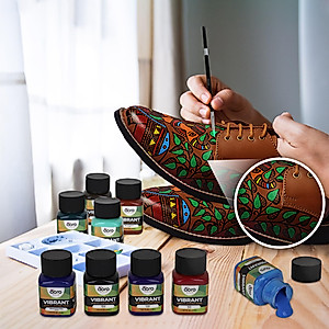 Acrylic Leather Paint for Shoes - 18 Color Acrylic Leather Paint Kit With 5 Paint Brushes (Deglazer and finisher not Included) - Great Repair Finisher For Shoes, Sneakers, Couches, Bags, Car Seats, Wallets, Jackets