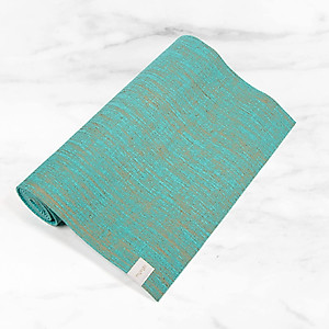 Myga Jute Yoga Mat - High Performance Vegan Floor Exercise Mat - Eco Friendly Biodegradable Yoga Mat with PVC Backing - 72" x 24" - 0.2" Thickness Aqua