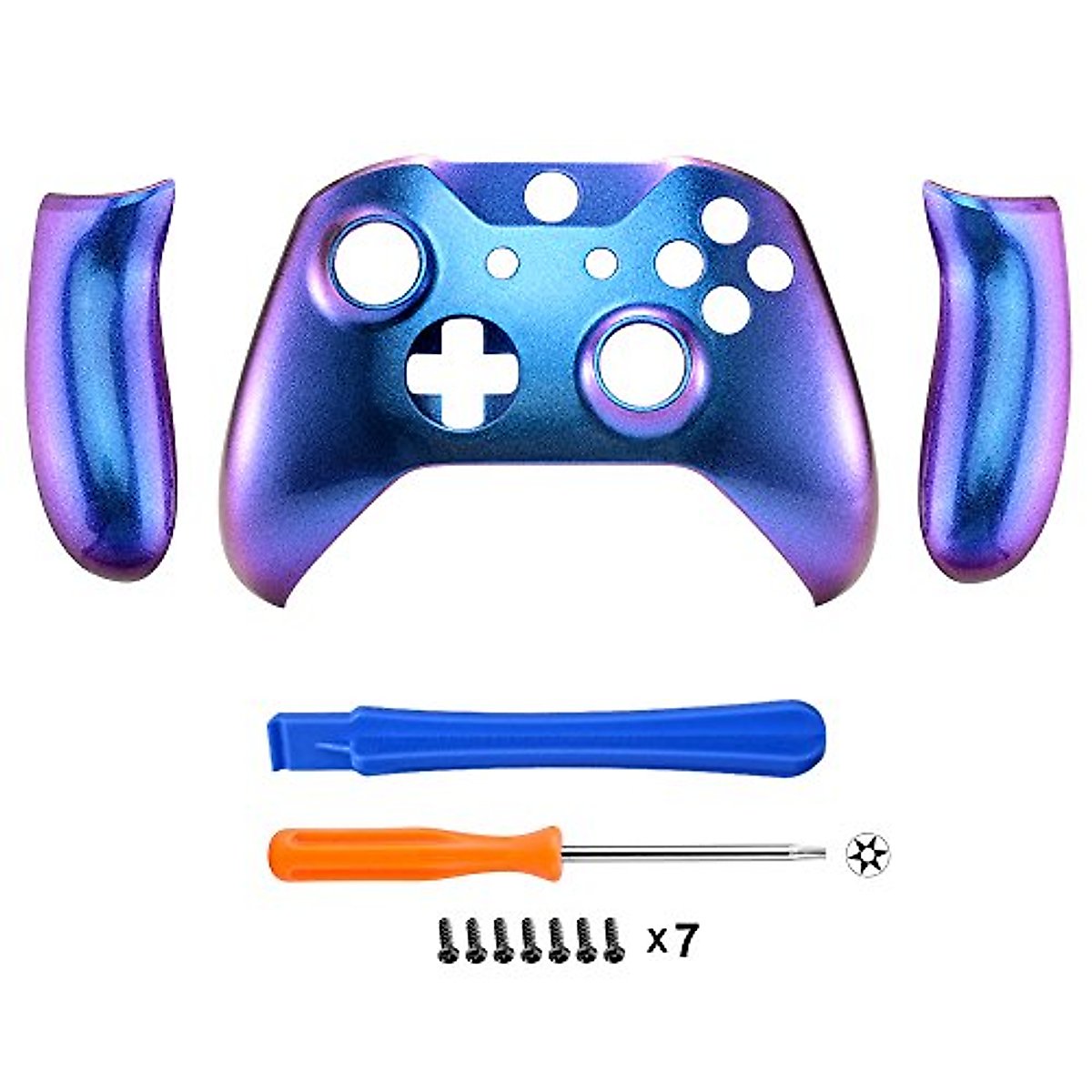 eXtremeRate Chameleon Top Shell Front Housing Faceplate Replacement Parts with Side Rails Panel for Xbox One X S Controller