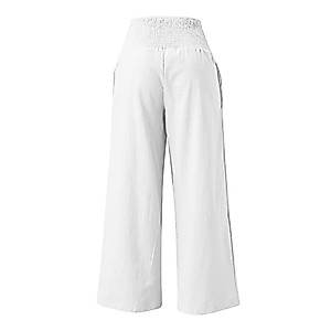 AopnHQ Black Casual Pant Yoga Pants Cotton Flared Sweatpants Black and White Striped Pants fold Over Yoga Pant Womens Elastic Waist Pants Summer Capri Casual Lightweight