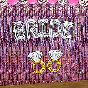 Pink Backdrop Glitter Curtains, Pink Birthday Party Decorations Pink Streamer Backdrop Pink Tinsel Foil Fringe Curtains for Girl Birthday Unicorn Bachelorette Baby Shower Party Decorations (3 Pack)