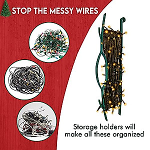 EDSRDUS Set of 6 Light & Cord Wind Up Christmas Light Storage, Strong & Hangable, for Organizing Christmas Lights & Electric Cords, Each Holds Up to 164 ft (2Red 2Green Grey Blue, 4inch x 16inch)