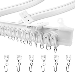100 Pieces Curtain Track Hooks of 50 Pieces Hooks and 50 Pieces Rollers Gliders for Shower Curtain Straight Curved Curtain Track for Bendable Curtain Track Pulley Carrier Hooks (Style 2)