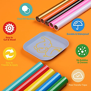 HTVRONT Permanent Vinyl for Cricut - 13Pack Multi-Colors Permanent Adhesive Vinyl Rolls, 12" x 3 ft Craft Adhesive Vinyl for Cricut +1 Transfer Tape for Vinyl, Silhouette, Cameo Cutters