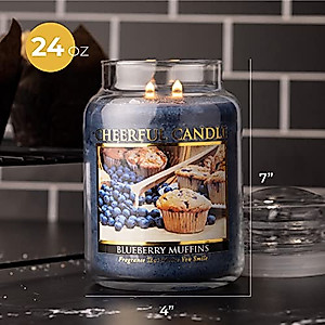 A Cheerful Giver - Blueberry Muffins - 24oz Large Scented Candle Jar with Lid - Cheerful Candle - 135 Hours of Burn Time, Candles Gifts for Women, Blue